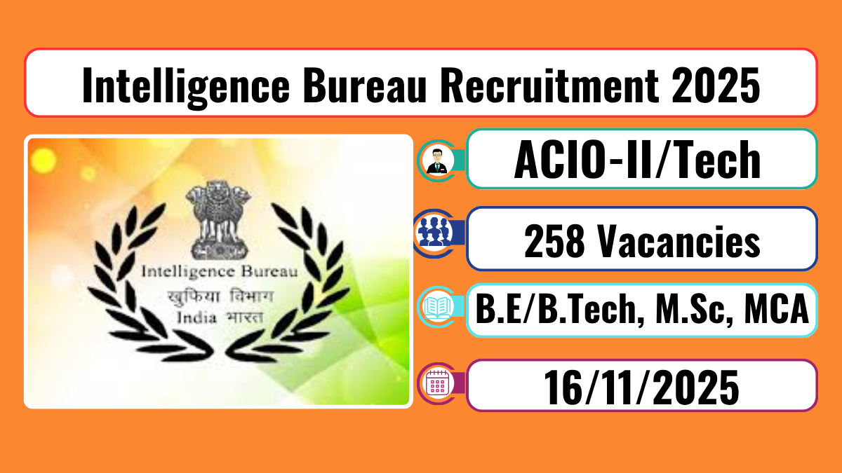 Intelligence Bureau | 258 ACIO-II/Tech Vacancies | Online Application ...