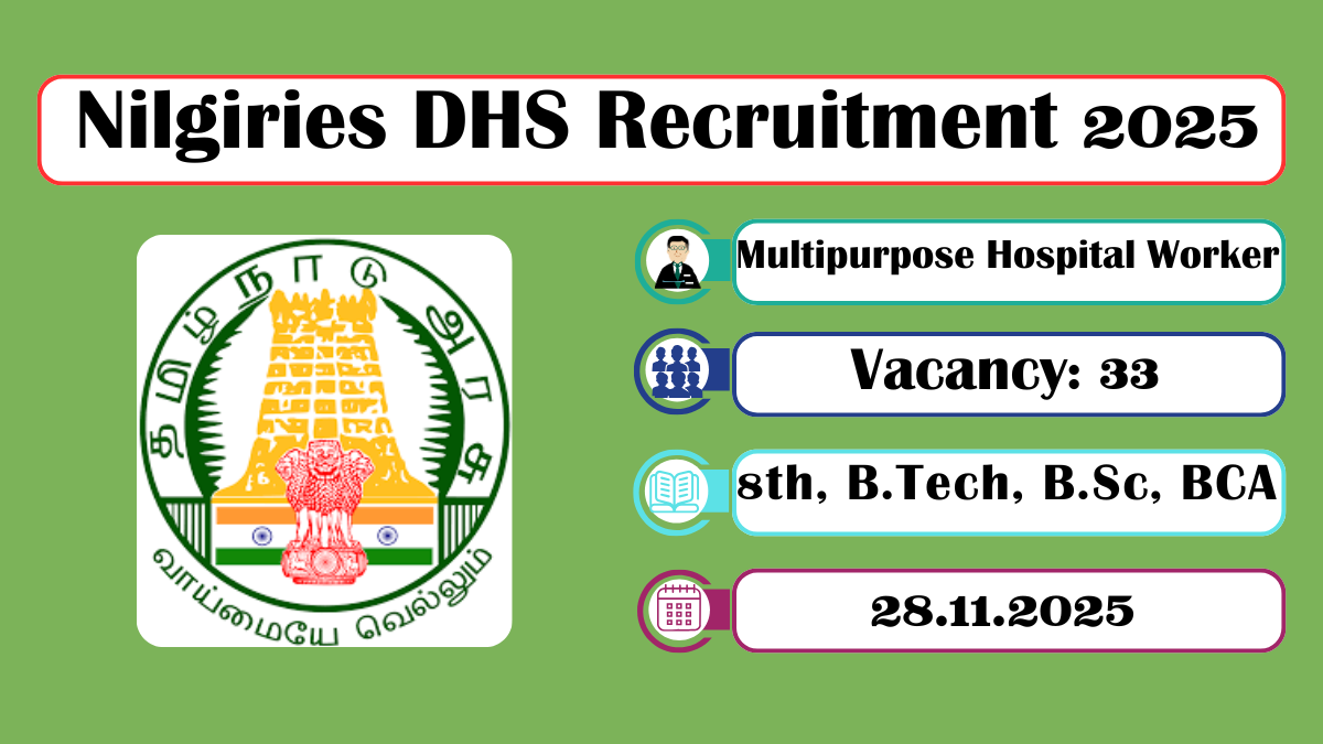 DHS Nilgiris | 33 Multipurpose Hospital Worker Vacancies | Offline ...