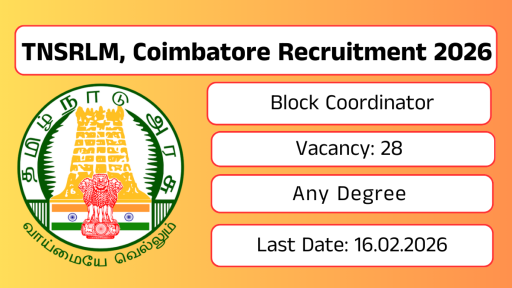 TNSRLM, Coimbatore | 28 Block Coordinator Vacancies | Offline ...