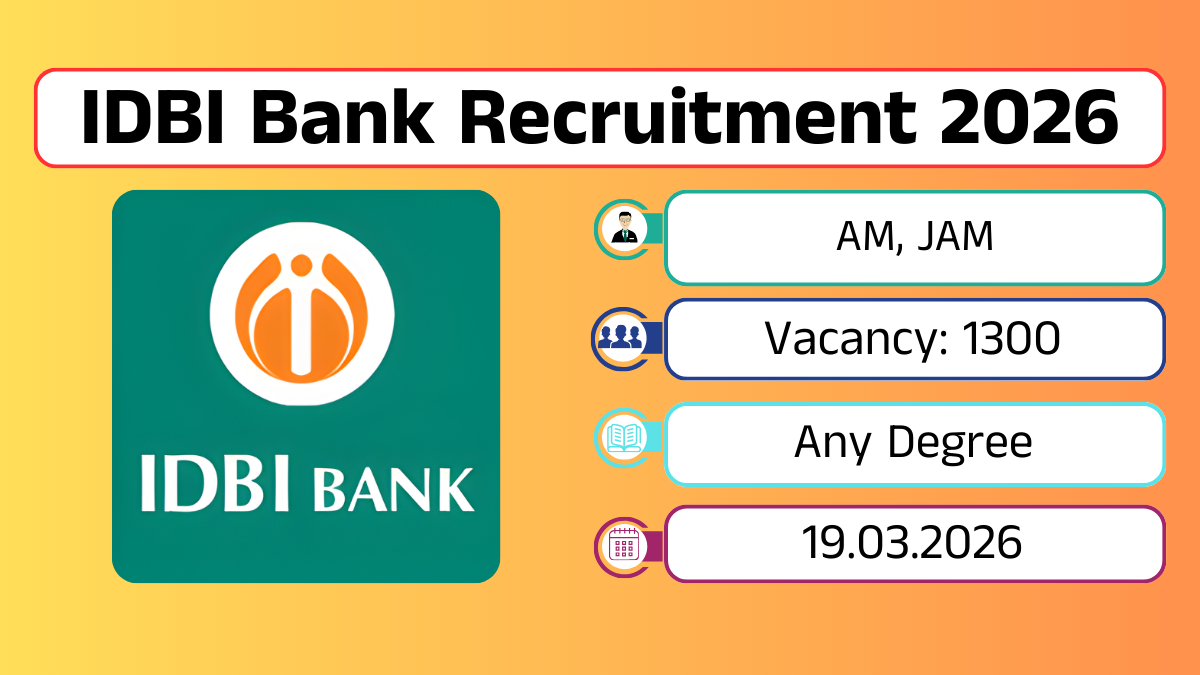 IDBI Bank AM, JAM Recruitment 2026 – Apply Online - tnjobnotice.in